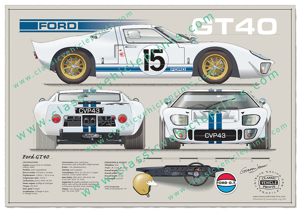 Ford GT 40 White – Classic Vehicle Prints